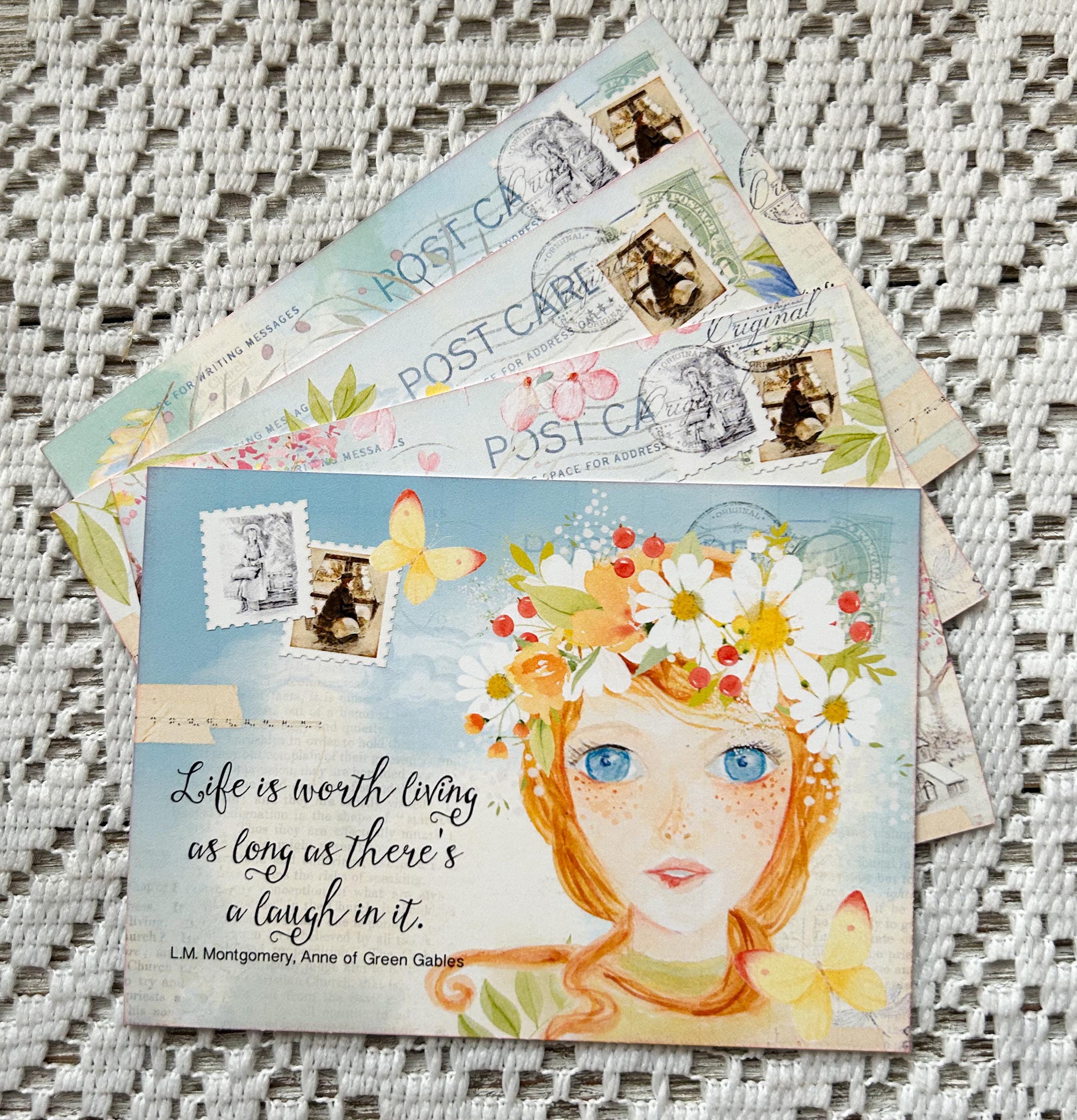 Anne of Green Gables Postcards | Floral Art Mail, Set of 4 - Etsy