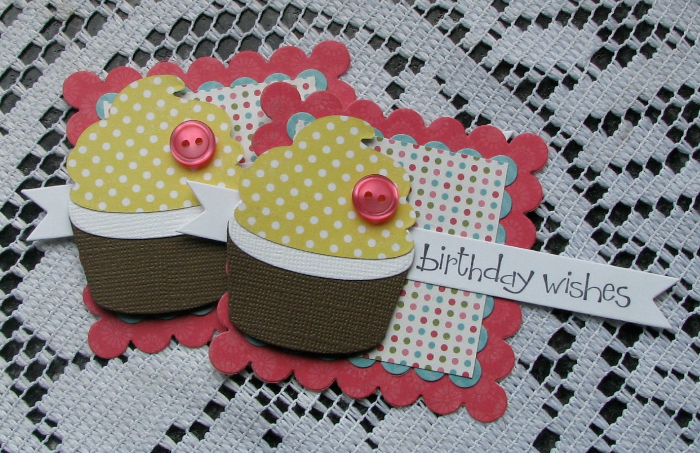 Sweet Birthday Wishes Cupcake Embellishment Tag Cardmaking/scrapbooking ...