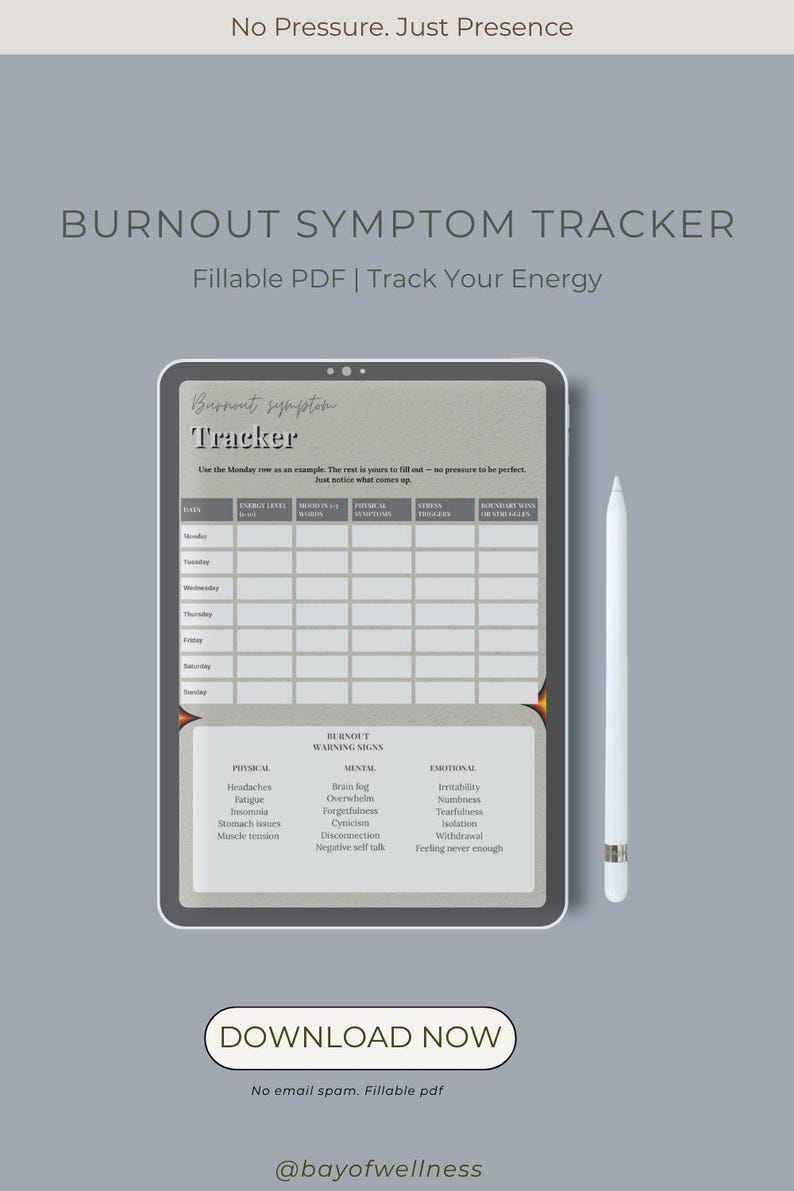Burnout Tracker Fillable and Printable Mental Health Journal for Emotional Overload - Etsy