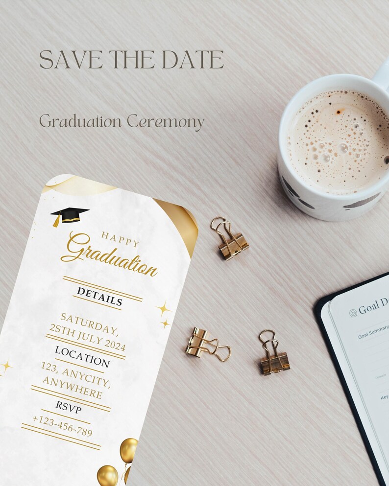 Graduation Party, Gold Graduation Invitation, Class of 2025, Editable ...