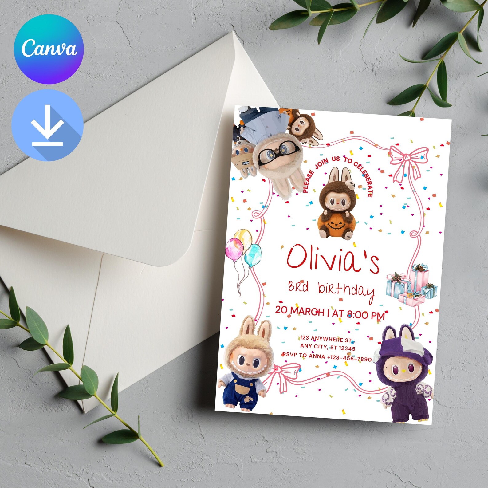 Editable Labubu Birthday Invitation FREE Labubu Thank You Tags ...