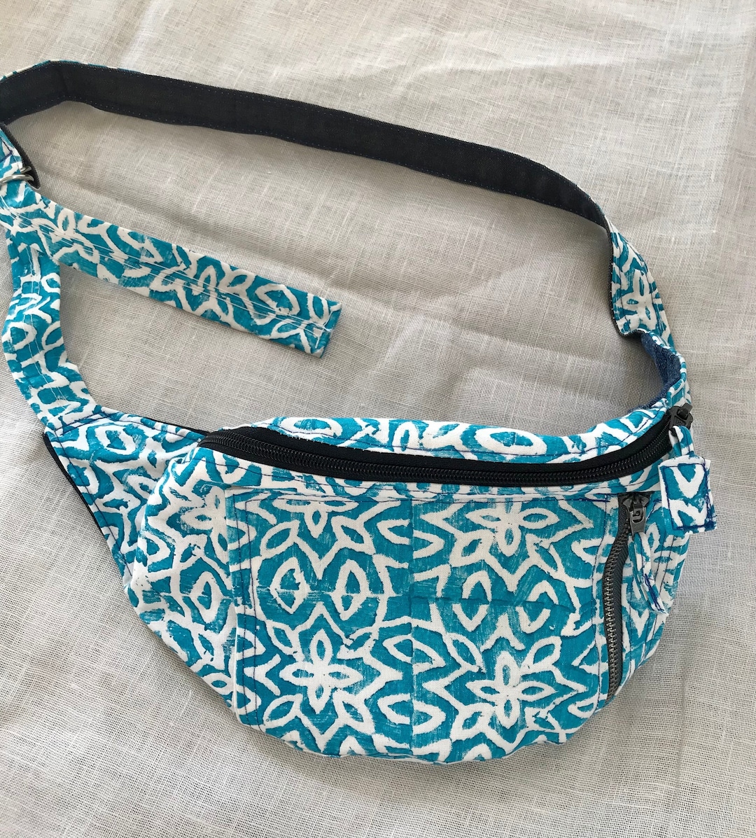 Money Belt, Wearable Art, Bum Bag, Hand Printed, Upcycled Denim ...