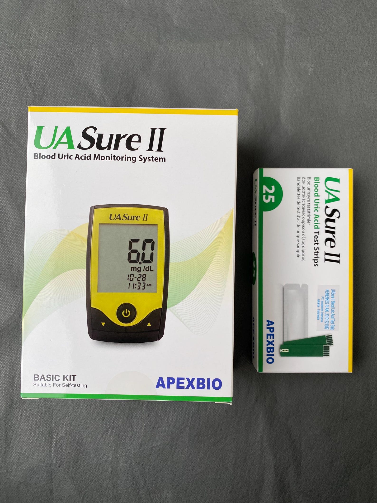 Uasure II Blood Uric Acid Meter Test Kit Gout Meter Tool + 25 Test ...