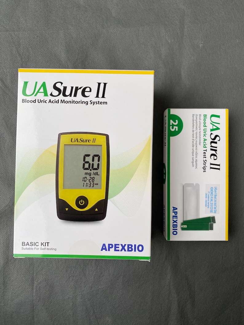 Uasure II Blood Uric Acid Meter Test Kit Gout Meter Tool + 25 Test ...