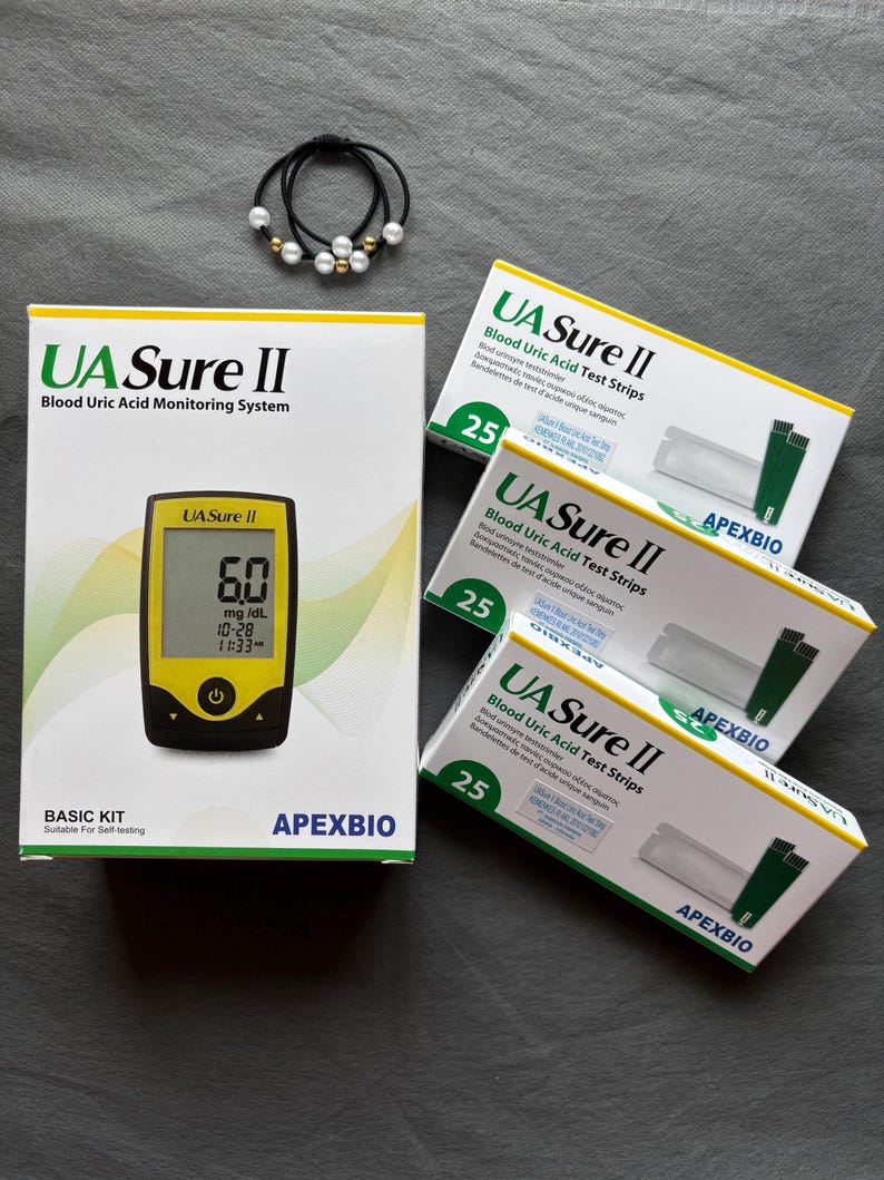 Uasure II Blood Uric Acid Meter Test Kit Gout Meter Tool + 25 Test ...