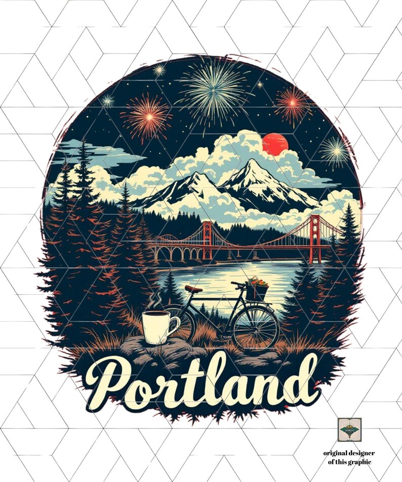 Portland Oregon PNG - Bike, Coffee, Bridge, Mountain, Fireworks Design ...