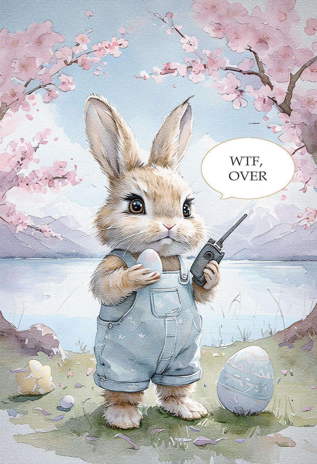 Bunny on Walkie Talkie- WTF Over | Sarcastic Adult Easter Greeting ...