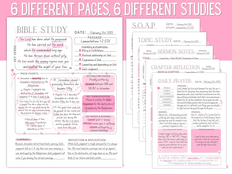 Digital Bible Study Bundle: Prayer Journal, SOAP Template (canva ...