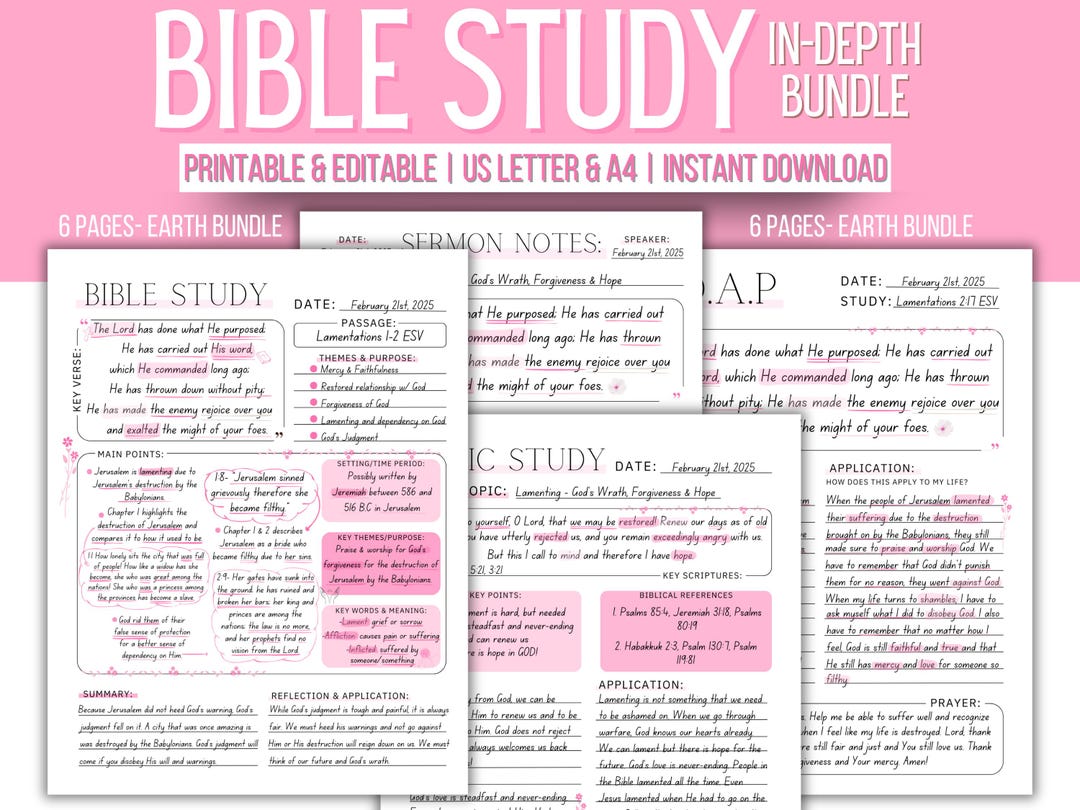 Digital Bible Study Bundle: Prayer Journal, SOAP Template (canva ...