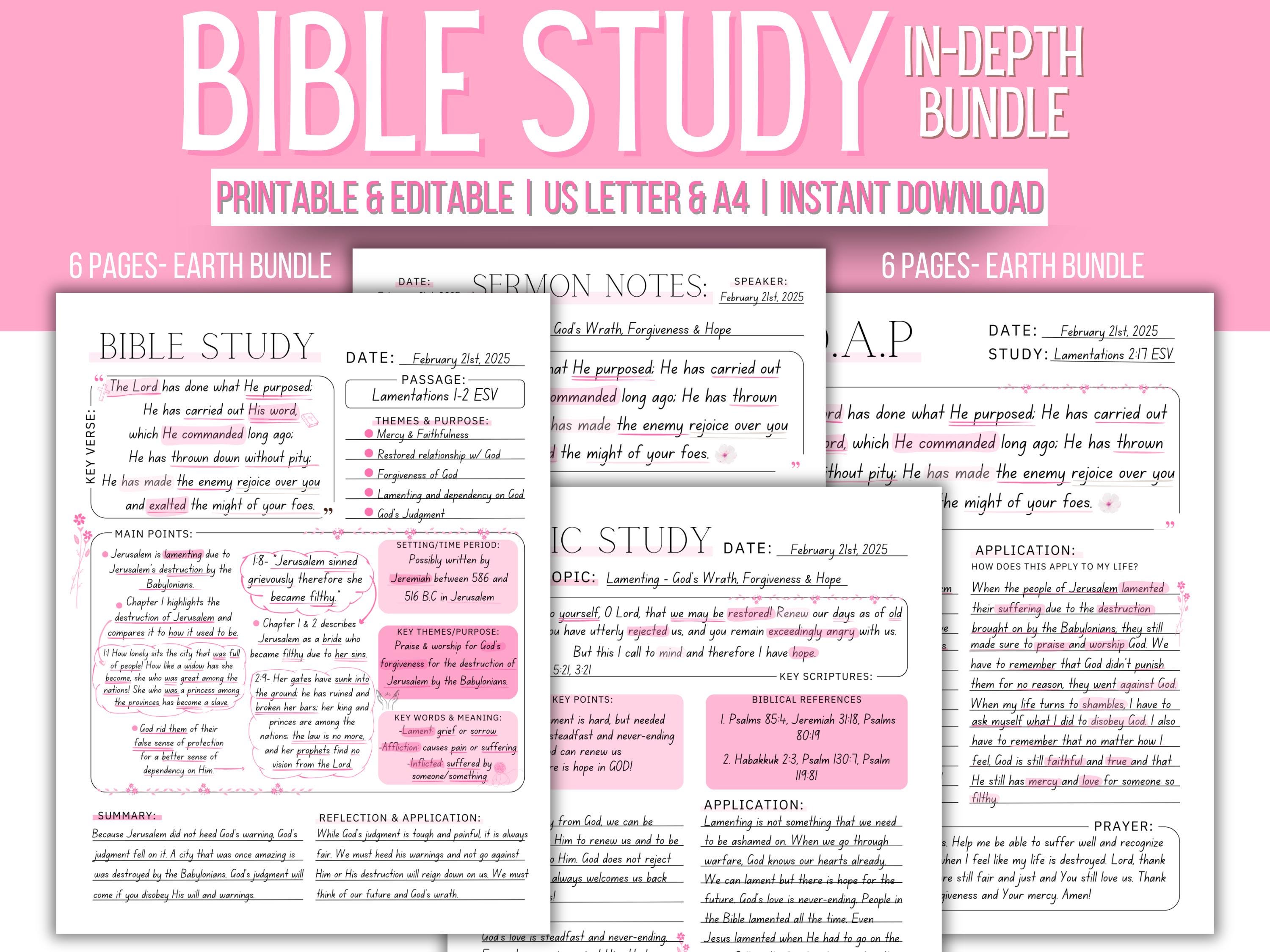 Digital Bible Study Bundle: Prayer Journal, SOAP Template (canva ...