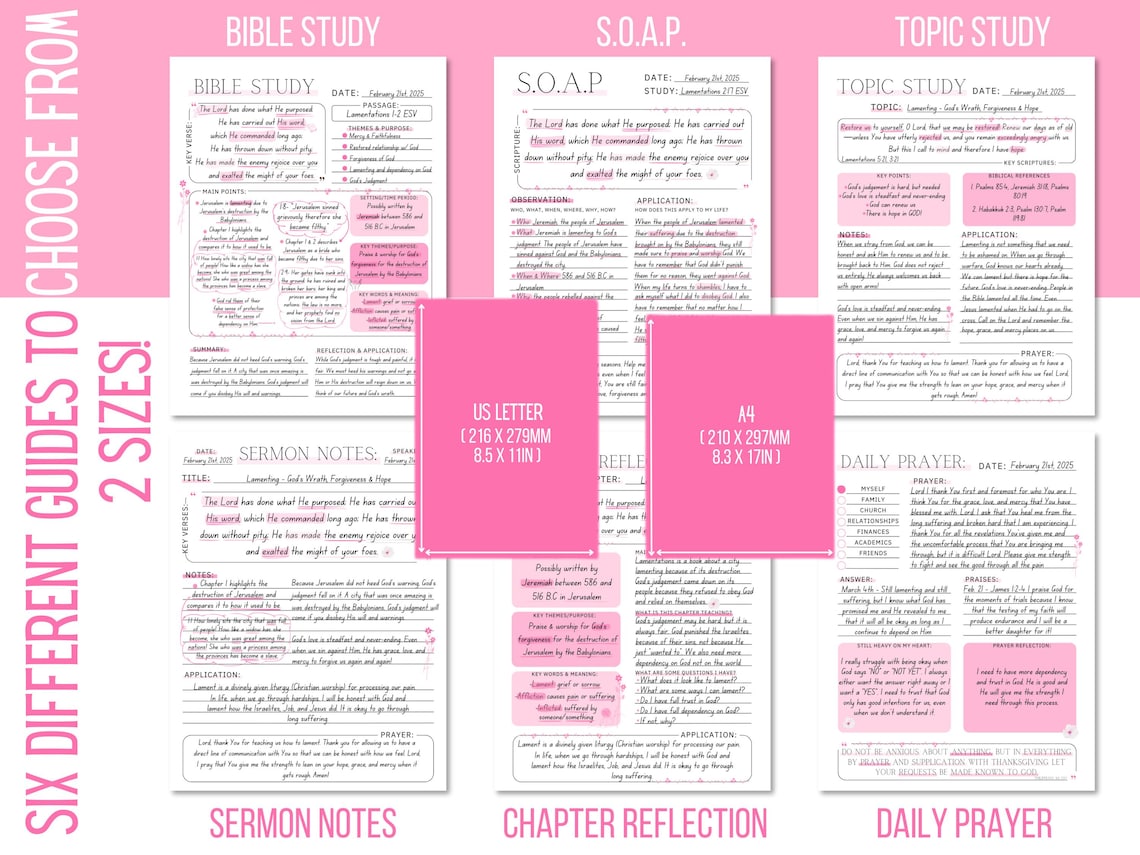Digital Bible Study Bundle: Prayer Journal, SOAP Template (canva ...