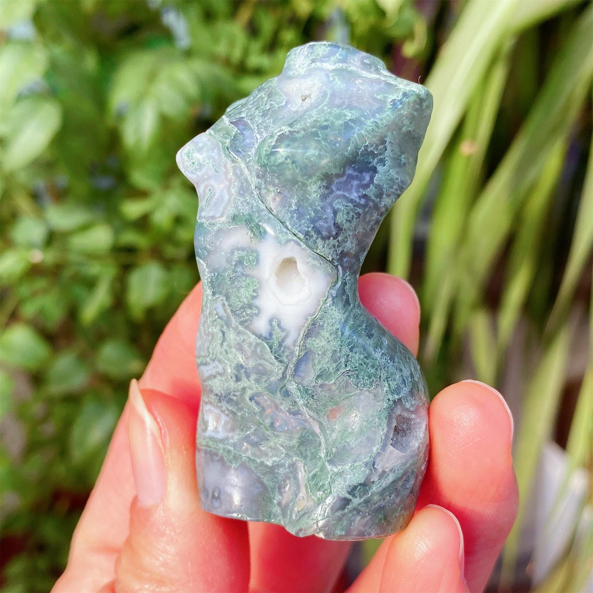 Moss Agate Crystal Female Torso, Hand Carved Sculpture - Etsy