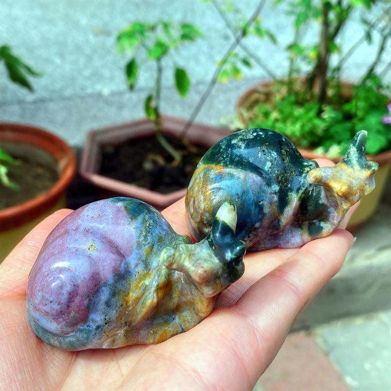 Ocean Jasper Crystal Snail, Hand Carved Mineral Specimen - Etsy