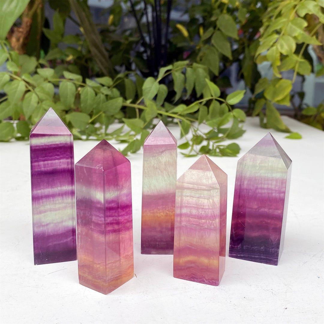 Natural Sweet Fluorite Obelisk Tower: Reiki Healing Crystal Tower, Home ...