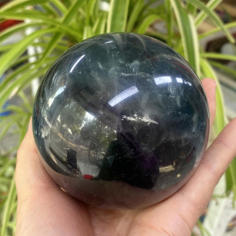 Natural Feather Fluorite Crystal Ball: Home Decor, Divination Sphere - Etsy