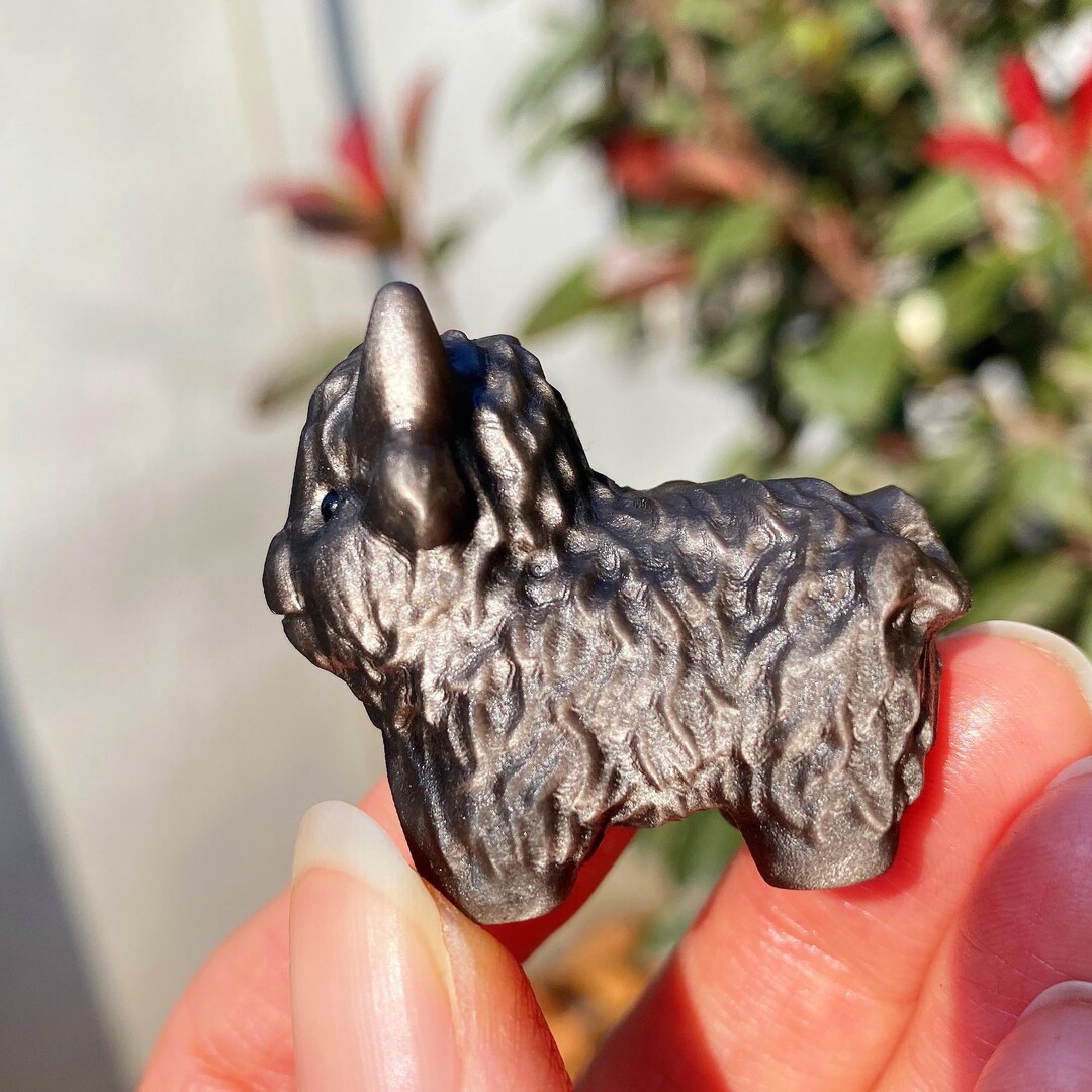 Silver Obsidian Cow Sculpture: Crystal Animal Carving, Home Decor - Etsy