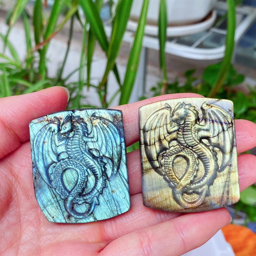 Hand Carved Labradorite Dragon, Crystal Healing Stone, Home Decor - Etsy