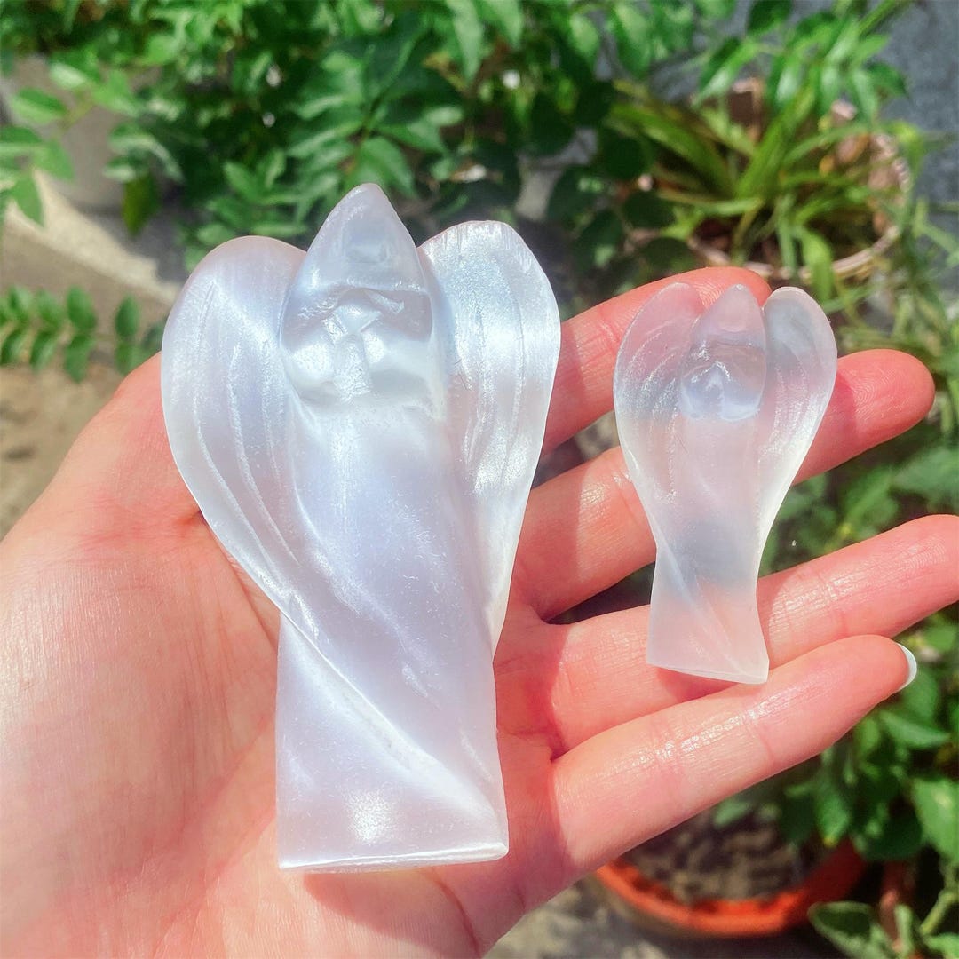 Selenite Angel Carving: White Quartz Crystal Sculpture, Healing Gift - Etsy