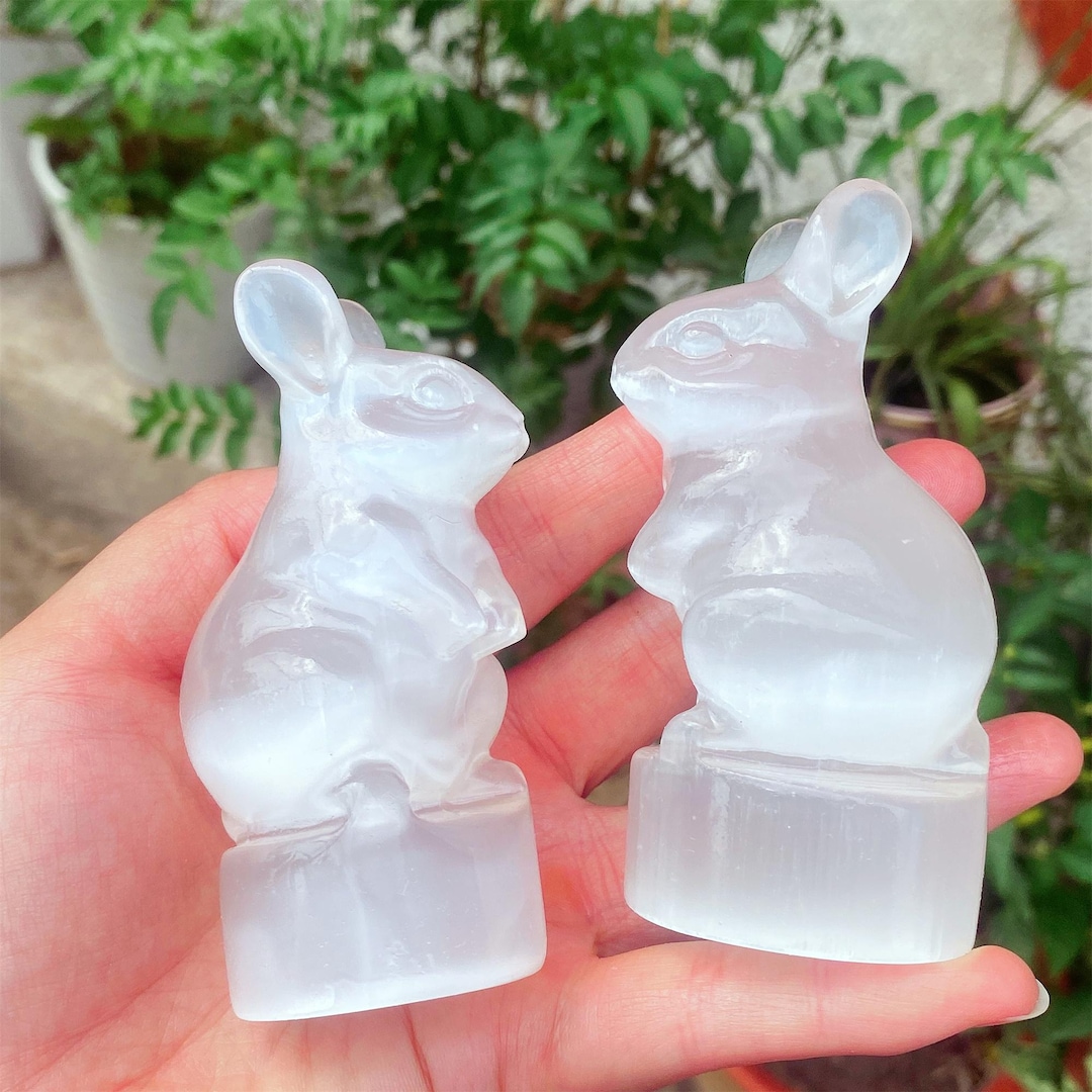 Selenite Crystal Rabbit: Hand-carved Quartz Animal Figurine - Etsy