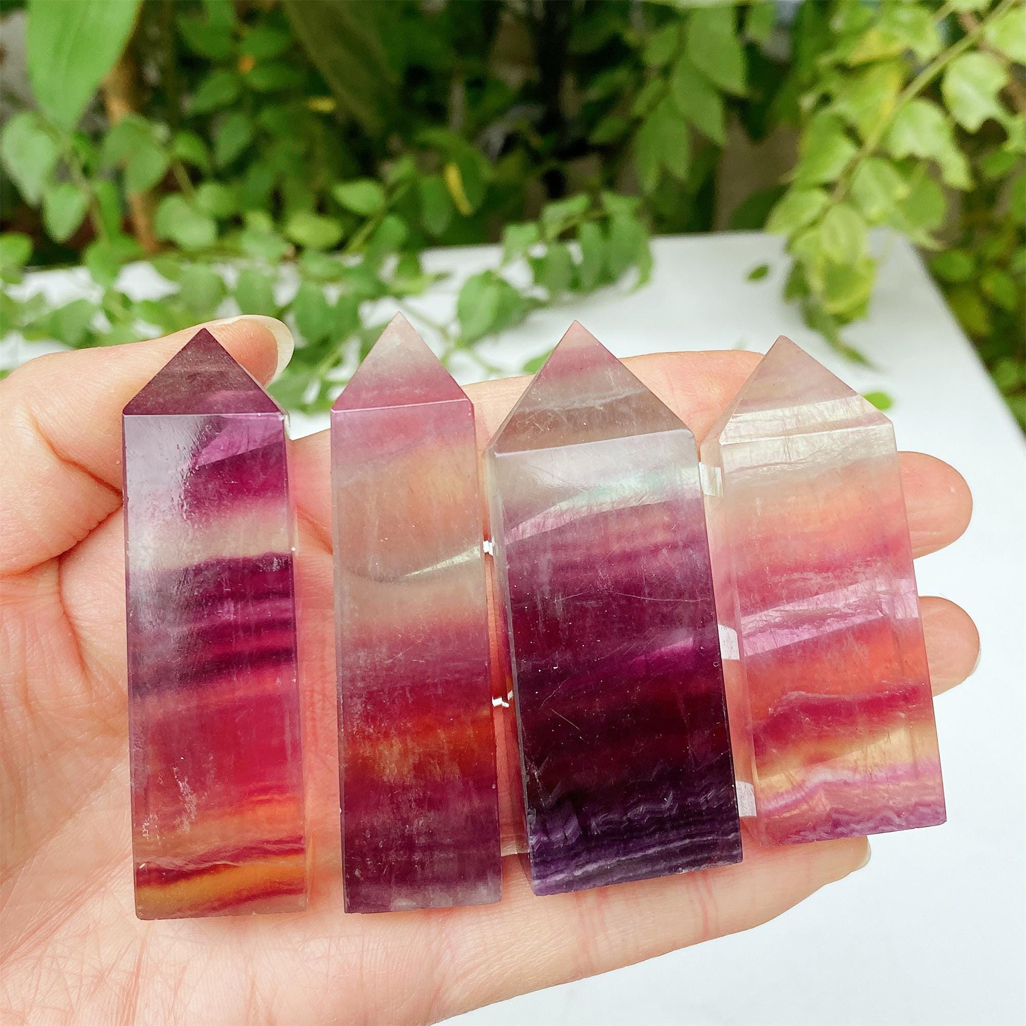 Natural Sweet Fluorite Obelisk Tower: Reiki Healing Crystal Tower, Home ...