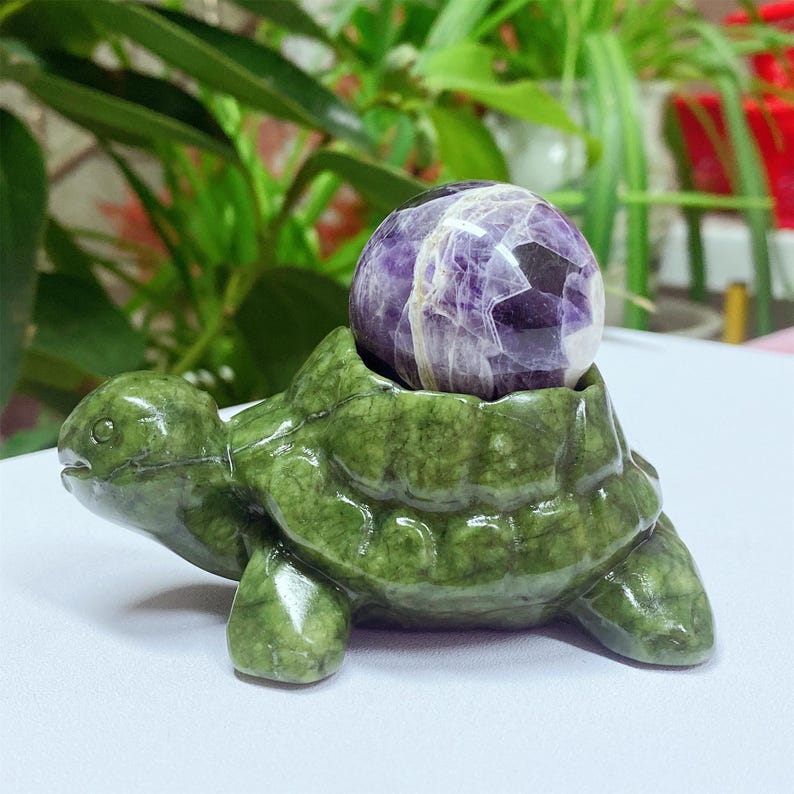 Hand Carved Crystal Turtle, Quartz Ball,mineral Specimen, 4'' - Etsy UK