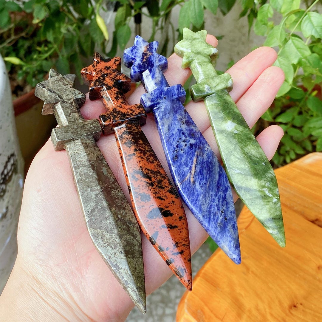 Natural Quartz Crystal Dagger: Hand Carved Crystal Knife, Home Decor - Etsy