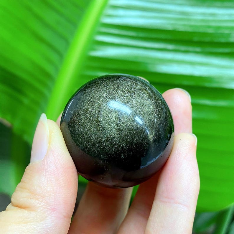 Golden Obsidian Sphere: Natural Crystal Ball, Home Decor (3.8CM+) - Etsy