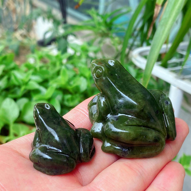 Green Jade Frog Carving, Natural Crystal Animal, Home Decor - Etsy