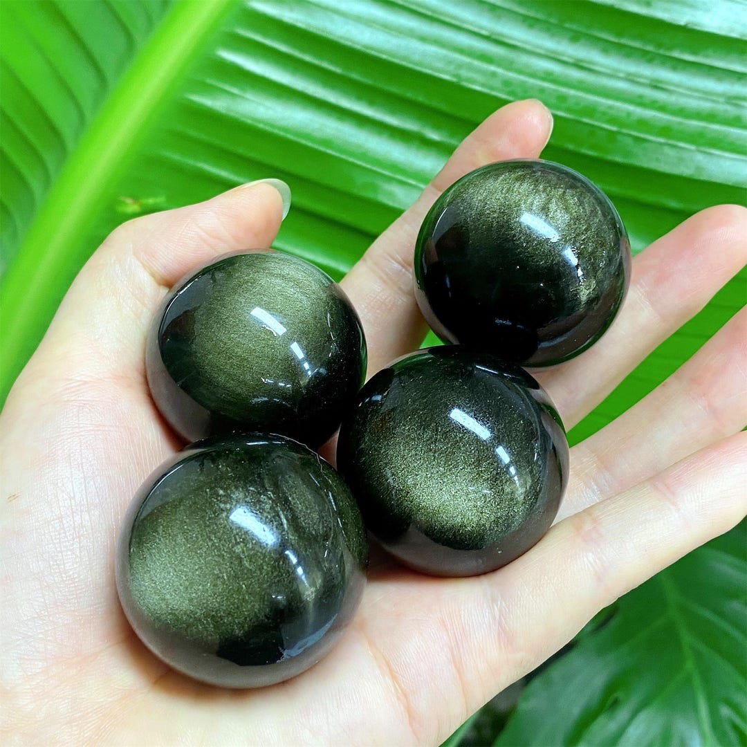 Golden Obsidian Sphere: Natural Crystal Ball, Home Decor (3.8CM+) - Etsy