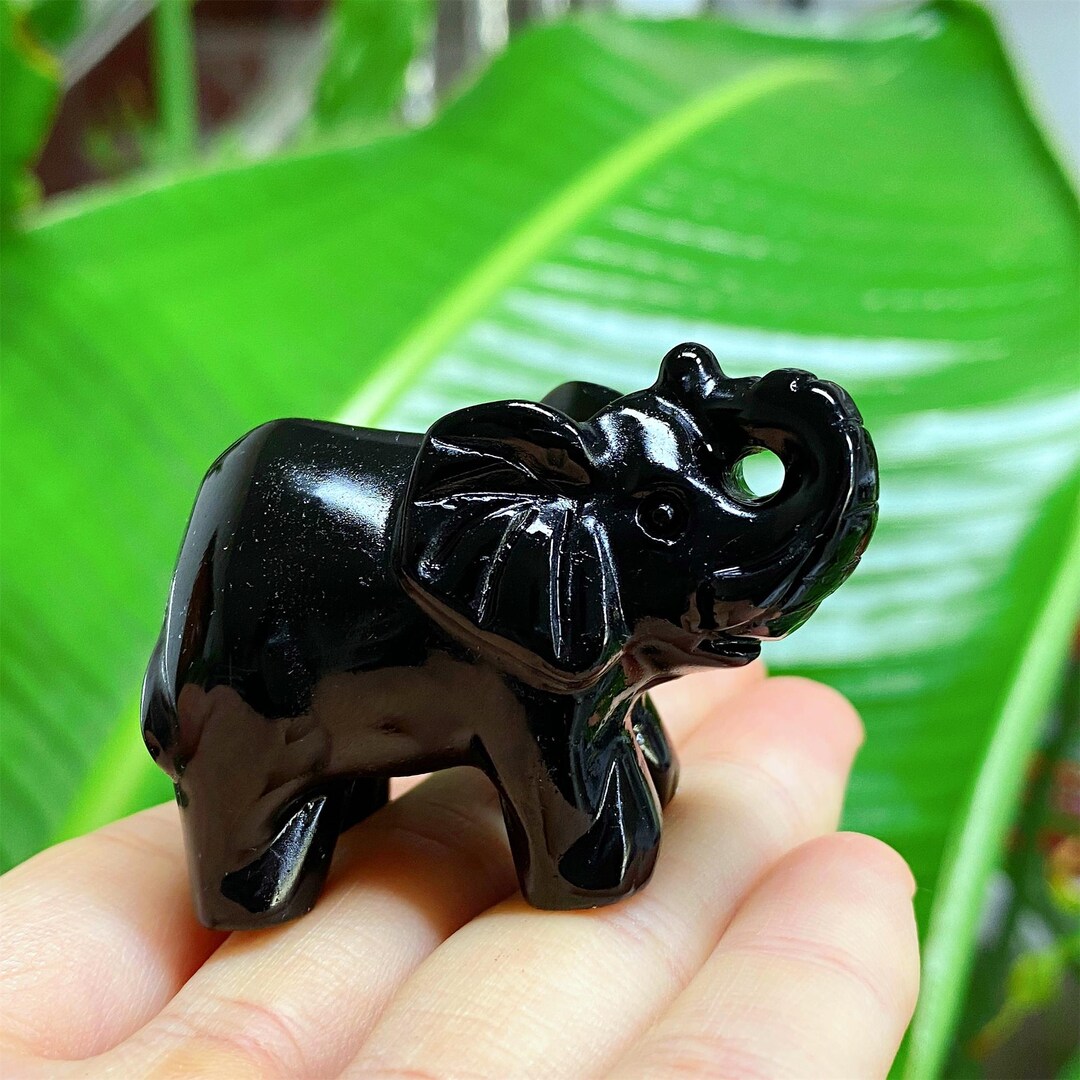 Obsidian Elephant Carving: Natural Crystal Animal, Reiki Healing, 2" - Etsy