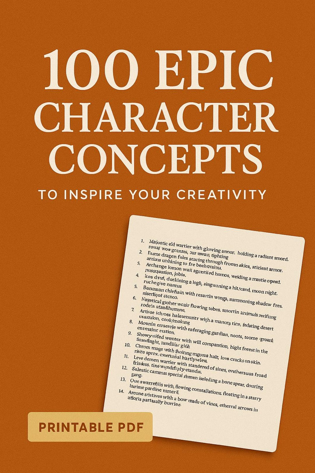 100 Epic Character Concepts to Inspire Your Creativity - Etsy