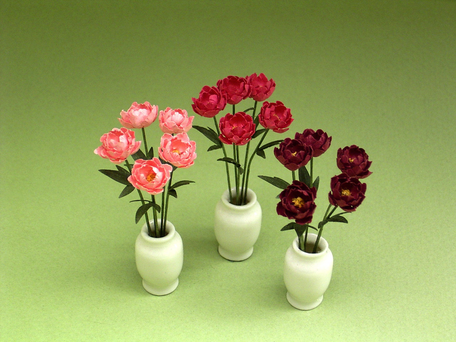 Peony Paper Flower Kit for 1/12th Scale Dollhouses, Florists and ...