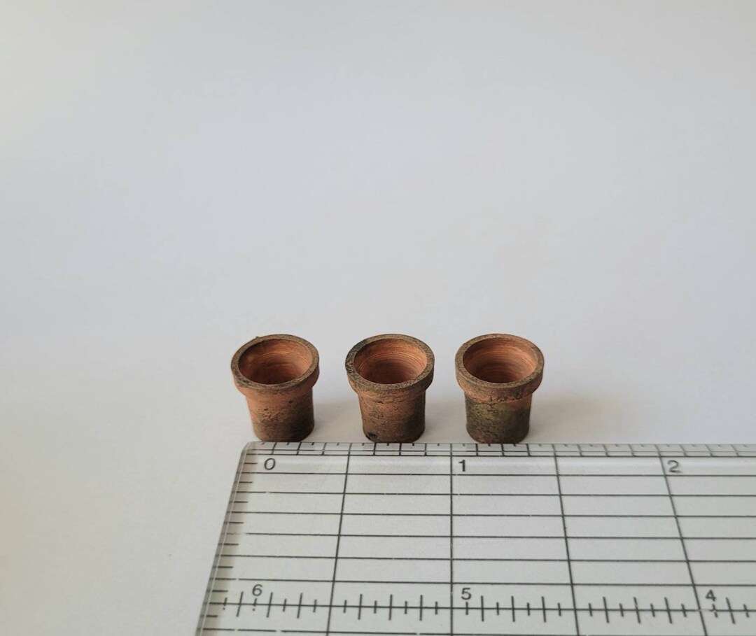 Set of 3 1/24th Scale Handpainted Flower Pots - Etsy