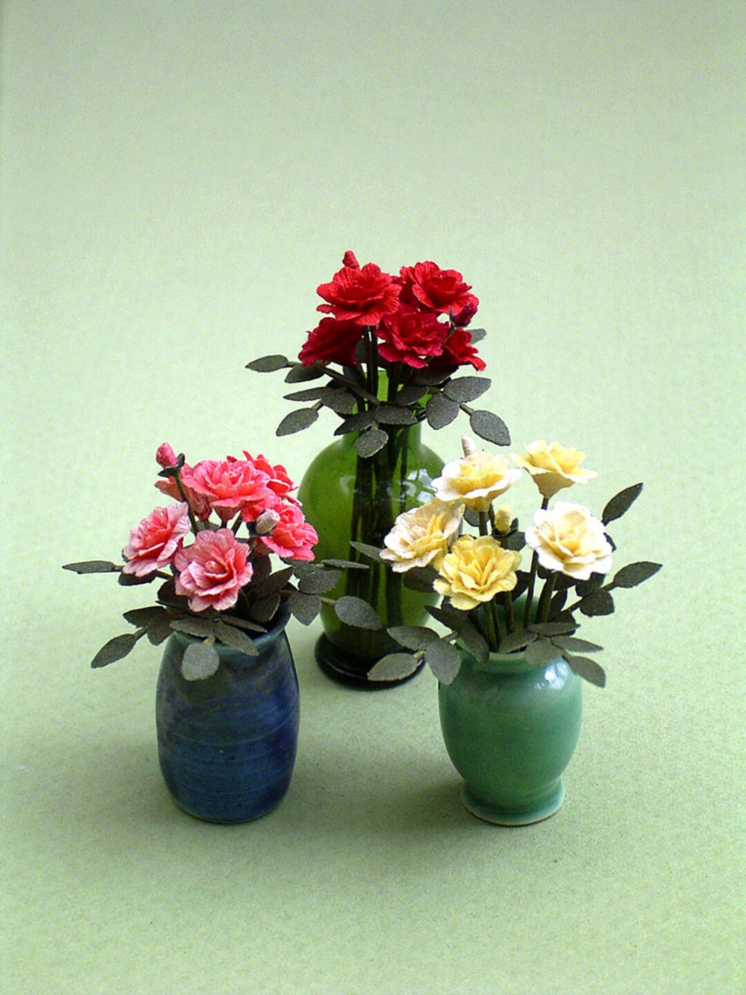 6 Roses Paper Flower Kit for 1/12th Scale Dollhouses, Florists and ...