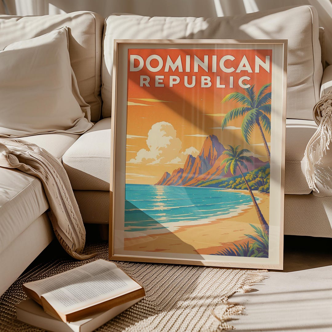 Dominican Republic Retro Travel Poster – A2 Vintage Wall Art Print ...