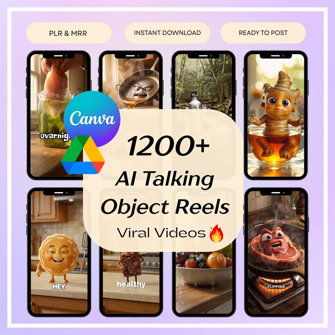 1200+ AI Talking Object Reels Bundle | Canva Editable Videos | PLR ...