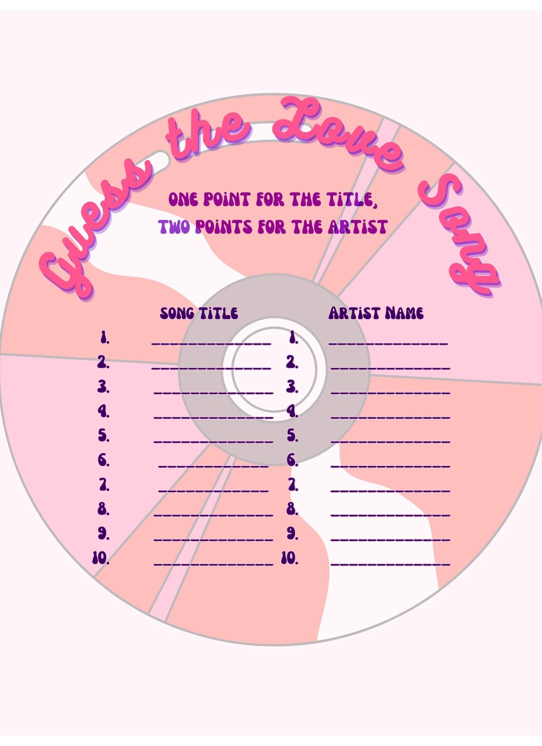 Guess the Love Song Game - Etsy