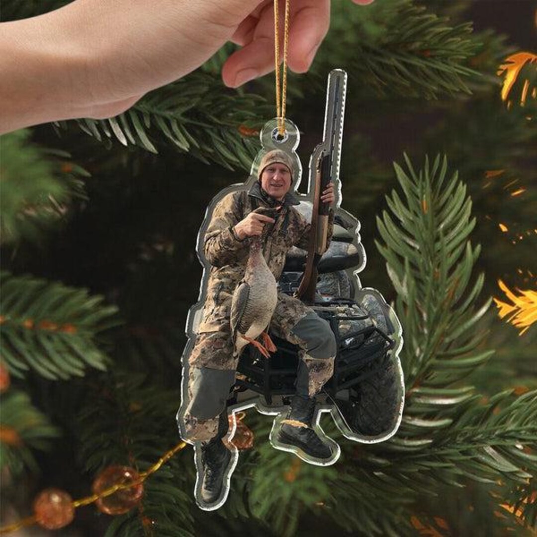 Custom Photo Hunting Duck Christmas Tree Decor Acrylic Ornament , Duck ...