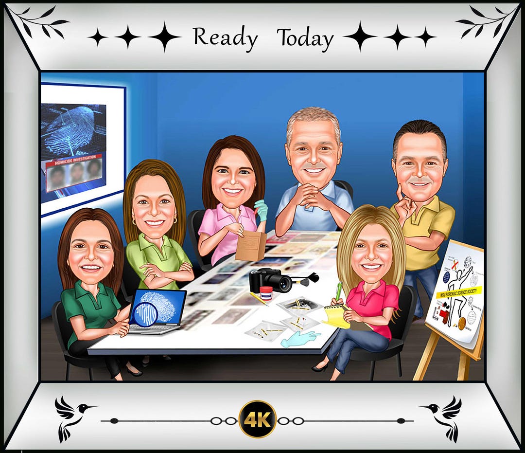 Custom Caricature Cartoon of Forensic Team - Crime Scene Investigators ...
