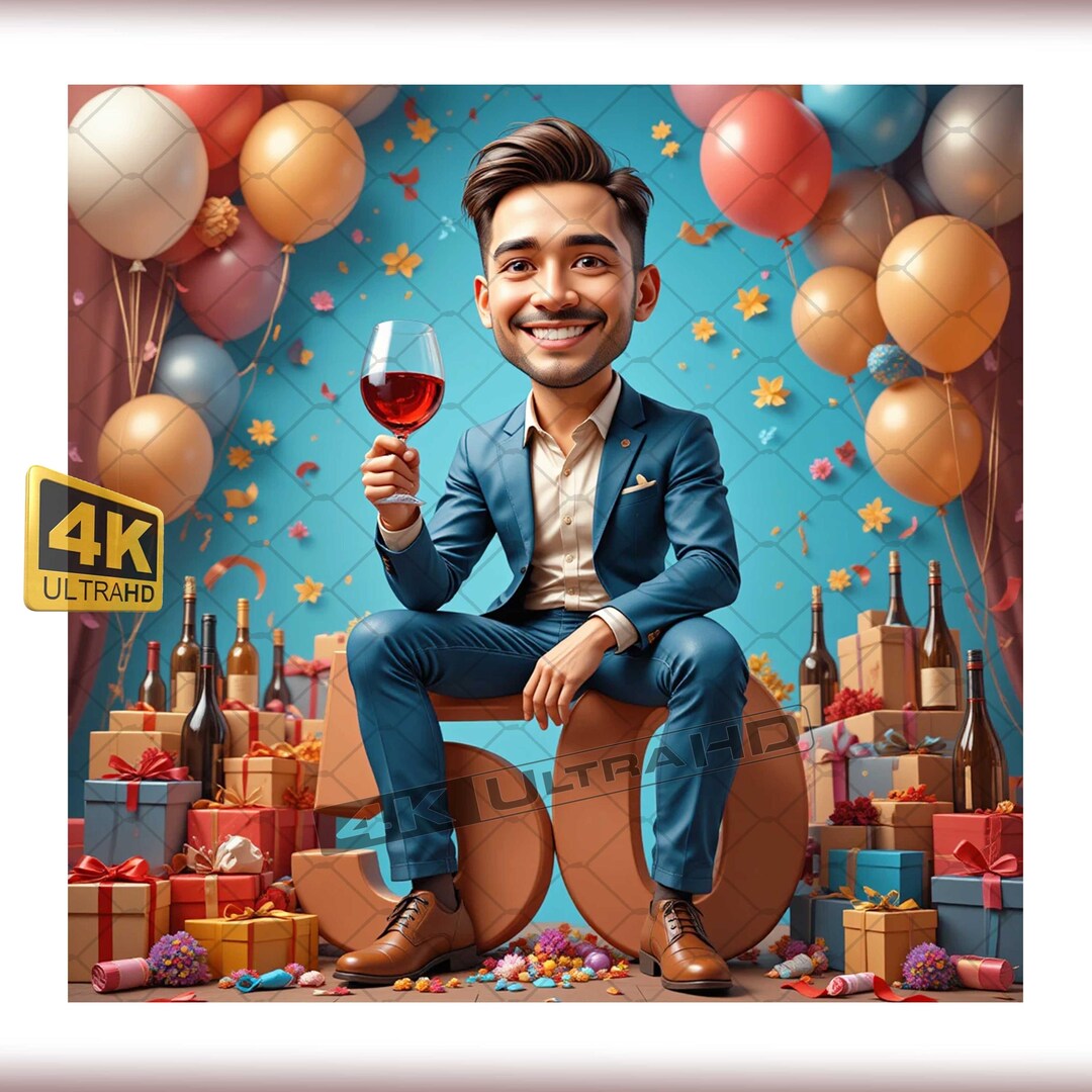 3D Caricature Cartoon for 50th Birthday - Custom Man in Suit With ...