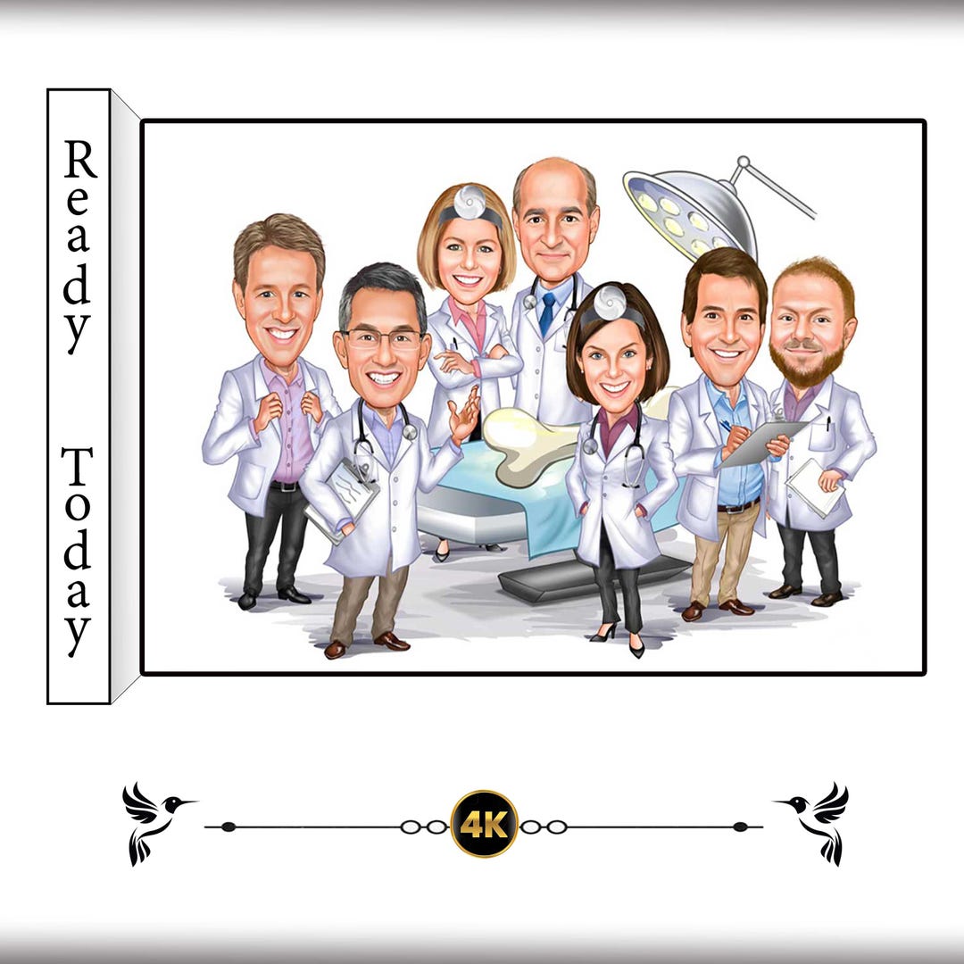 Custom Caricature Cartoon Surgical Team - Doctors in Operating Room ...