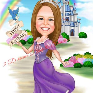 14th Birthday Caricature - Custom Cartoon Girl Digital Portrait, Fun ...