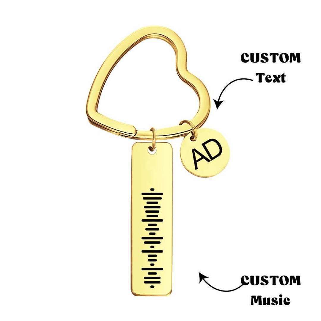 Custom Scannable Music Song Keychain With Heart Keyring QR Code ...