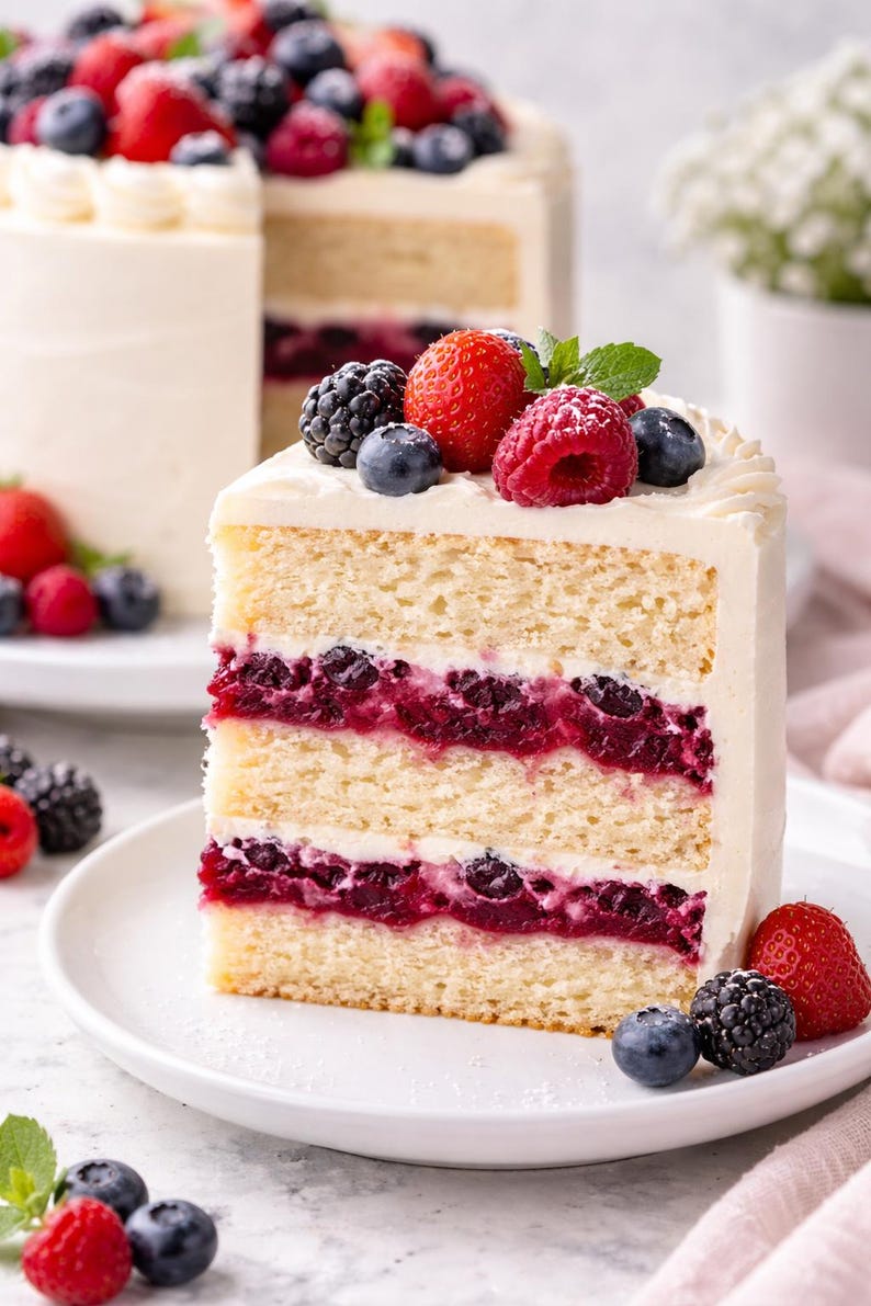 Berry Chantilly Cake With Filling - Etsy