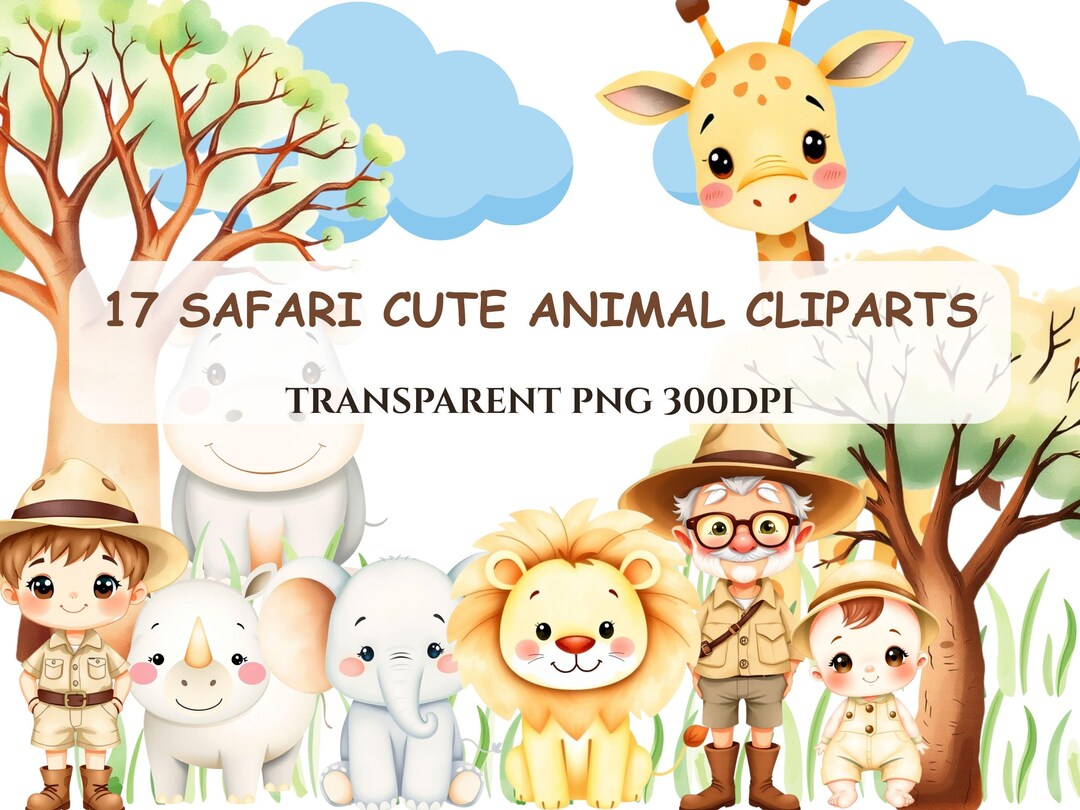 Cute Watercolor Safari Animals, Nursary Wall Art, Baby Showe Decor, Kid ...