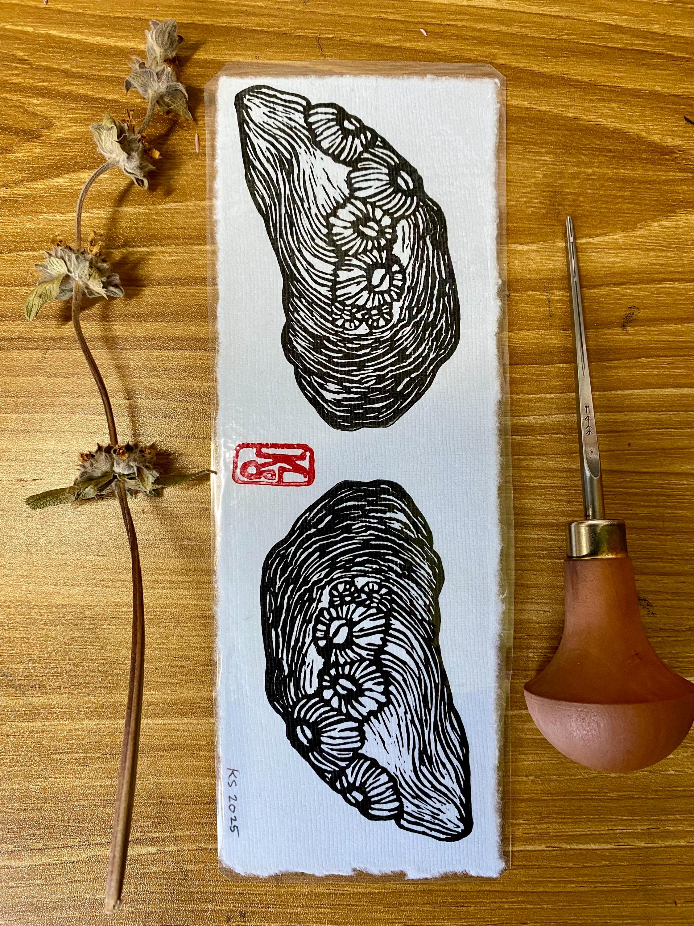 Mussel With Barnacles Lino Cut Print Bookmark Laminated Mini Prints ...