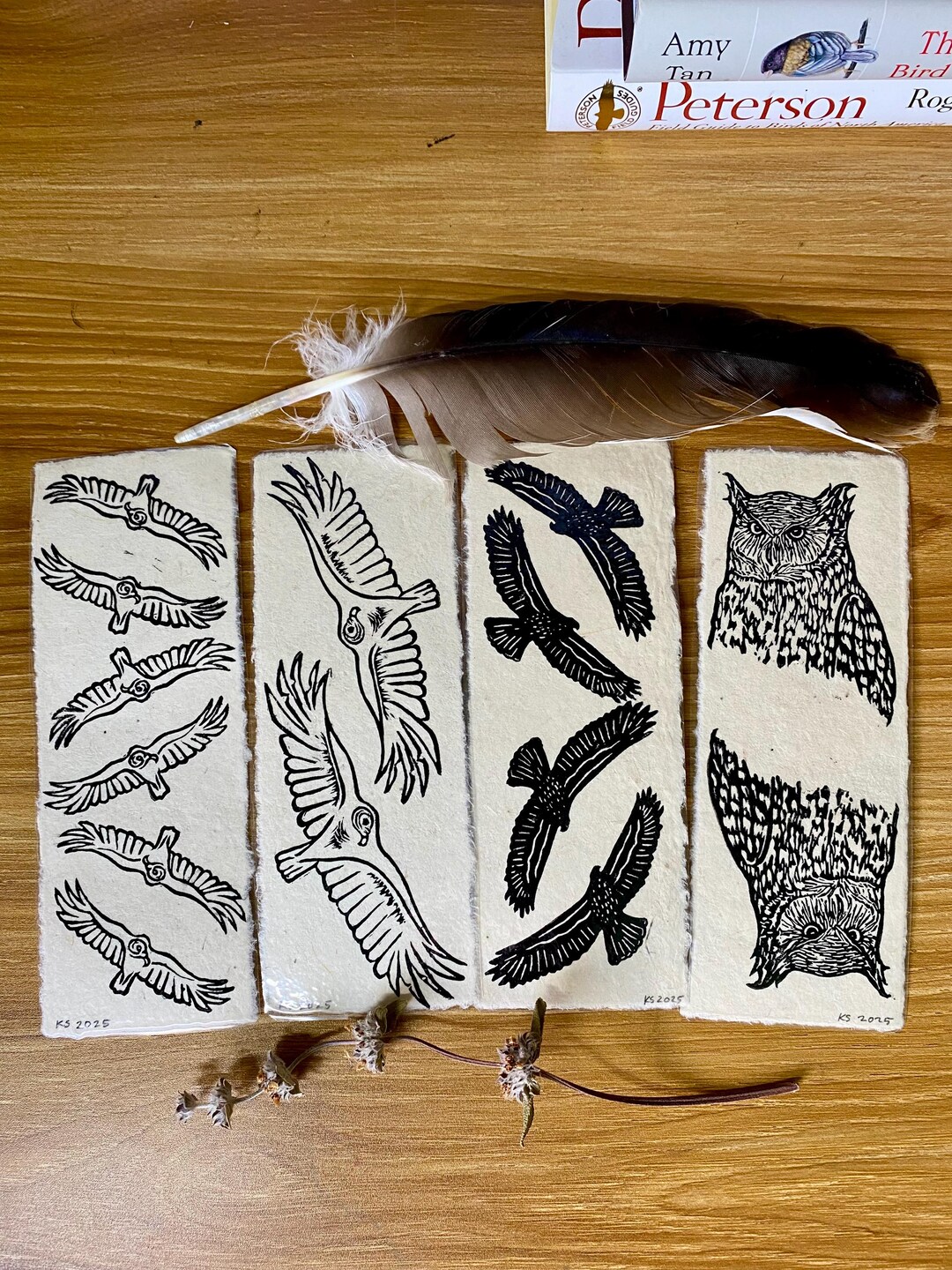 Raptor Bookmarks: Hand-printed Bird of Prey Art on Lokta Paper (set of ...
