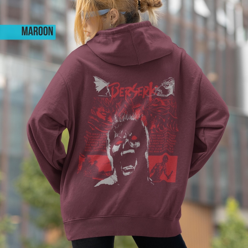 Berserk Rage Hoodie | Anime Hoodie Guts Berserk | Vintage Anime Hoodie ...