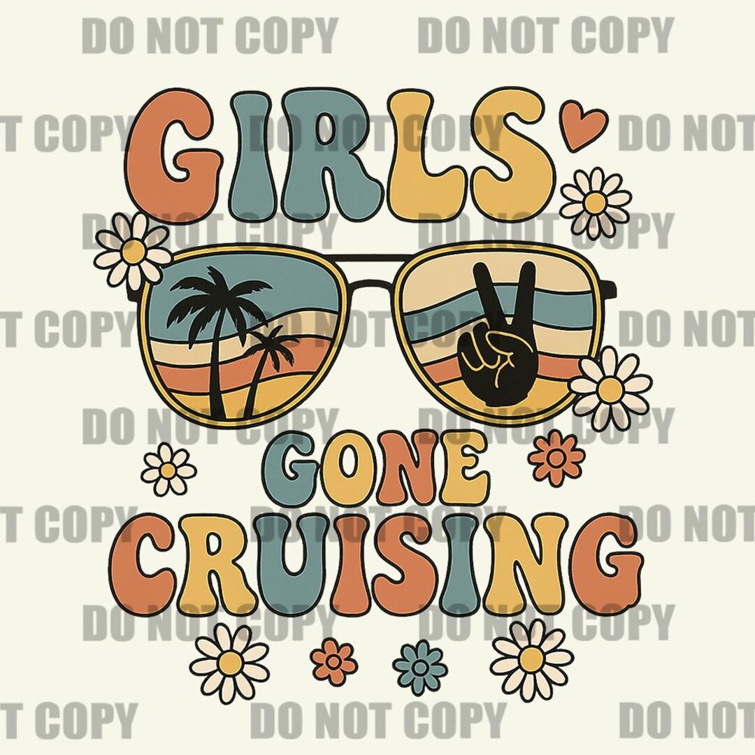 Girls Gone Cruising Retro Typography With Peace Sign & Sunglasses - 70s ...
