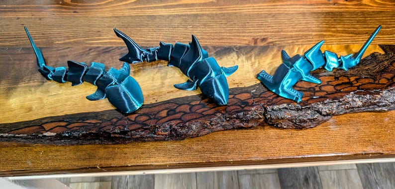 3D Printed Articulated Shark Set, Ocean Blue, Kid's Toy - Etsy